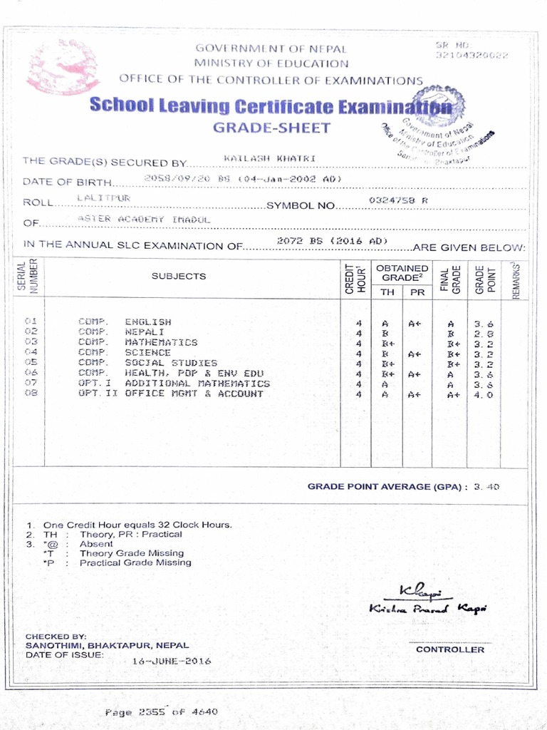 SLC Certificate | PDF | Educational Assessment And Evaluation ...