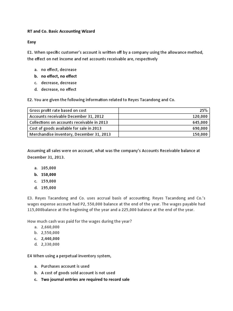 RT and Co. Basic Accounting Wizard Easy | PDF | Debits And Credits ...