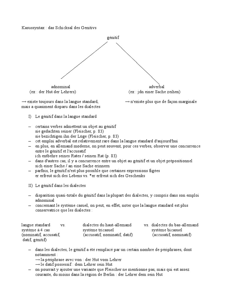 Évolution du génitif en allemand | PDF | Langue allemande | Verbe