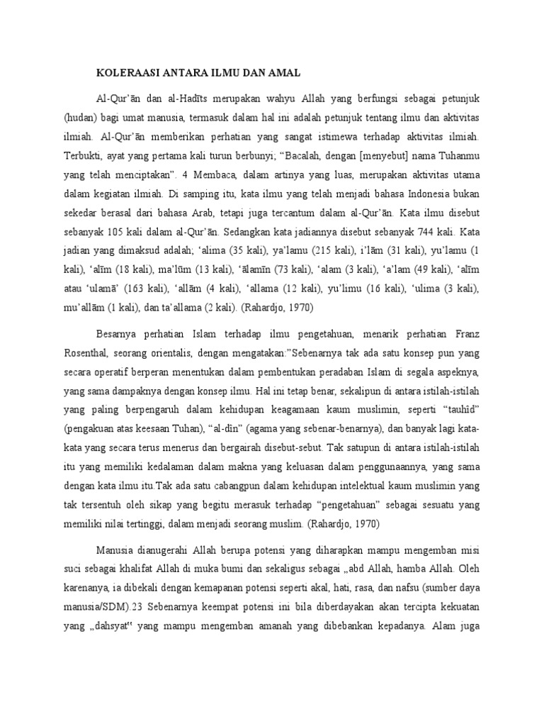 Kolerasi Antara Ilmu Dan Amal | PDF