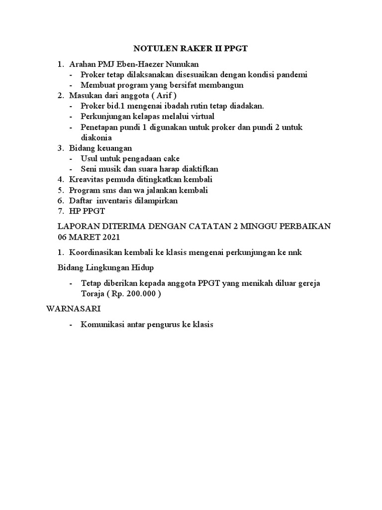 Notulen Raker II PPGT | PDF