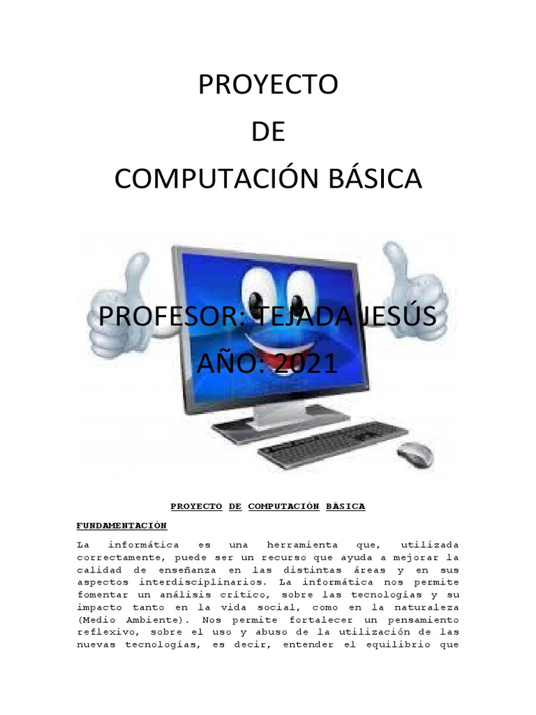 Proyecto de Computación Básica 2021 | PDF | Informática | Software de la aplicacion