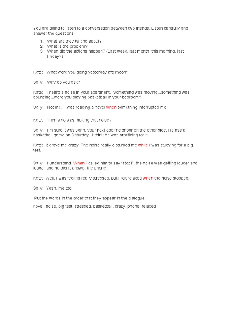 Past Simple vs Continuous Dialogue | PDF