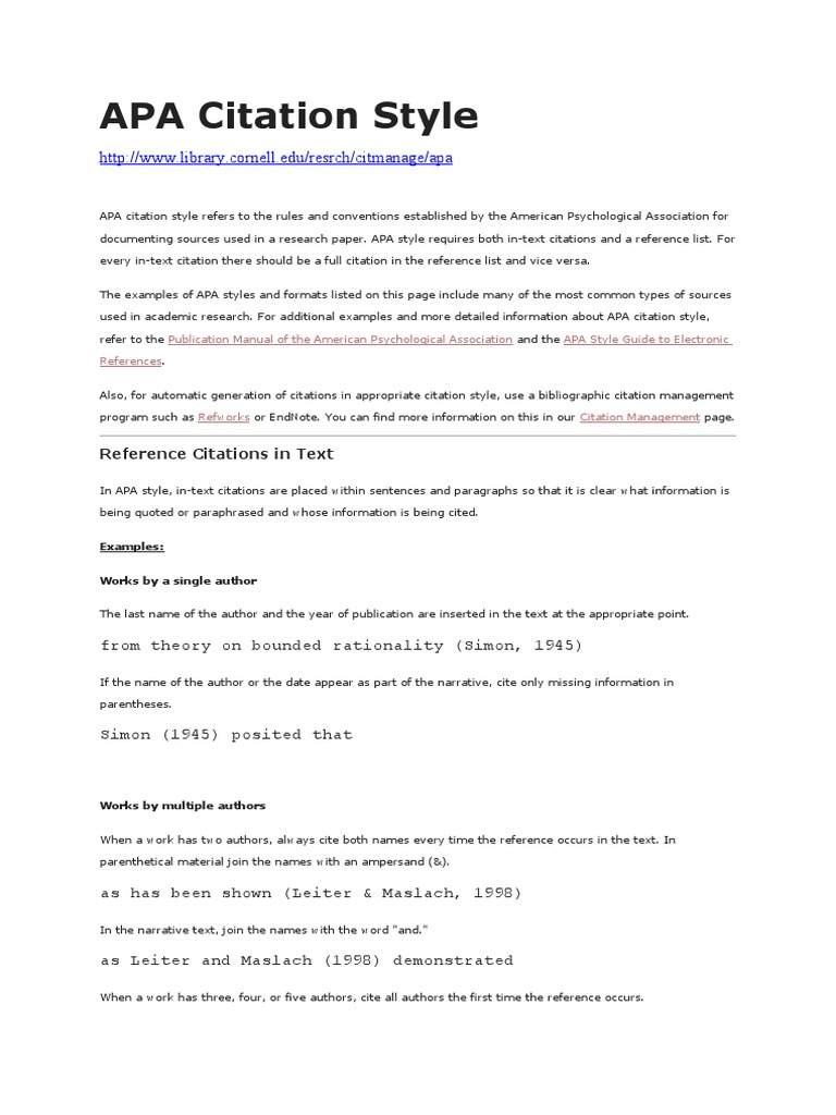 APA Citation Style | PDF | Citation | Apa Style
