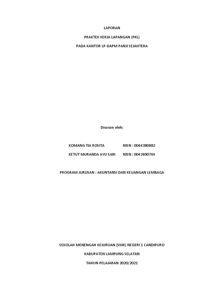 Laporan PKL Tia Mor | PDF