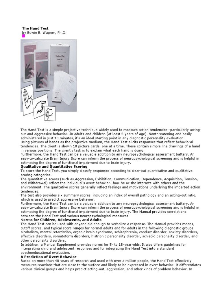 The Hand Test | PDF | Personality Disorder | Mental Disorder