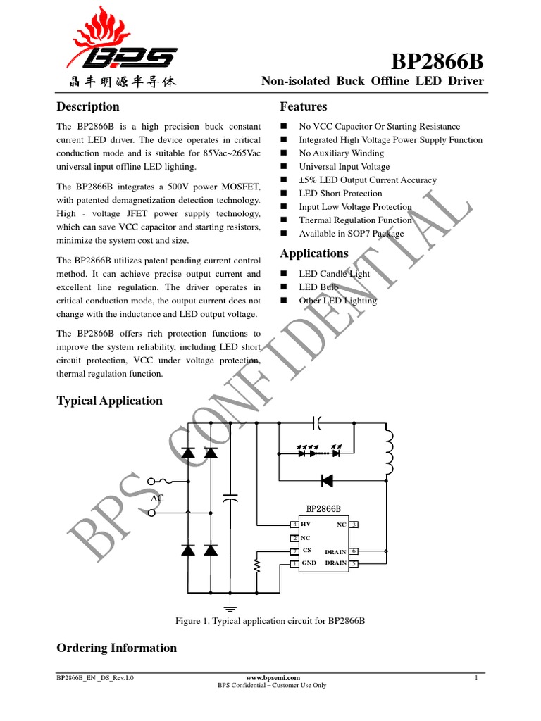 Non-Isolated Buck Offline LED Driver Description Features | PDF | Power ...