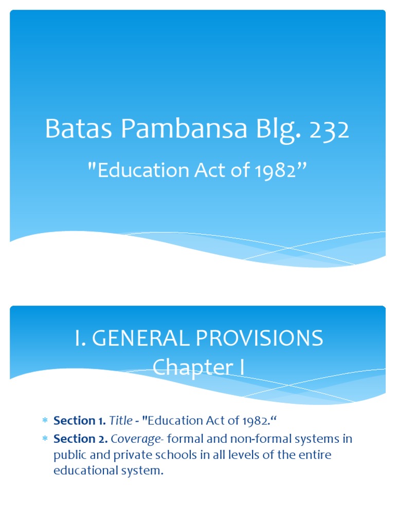 Batas Pambansa 232 | PDF | Schools | Teachers