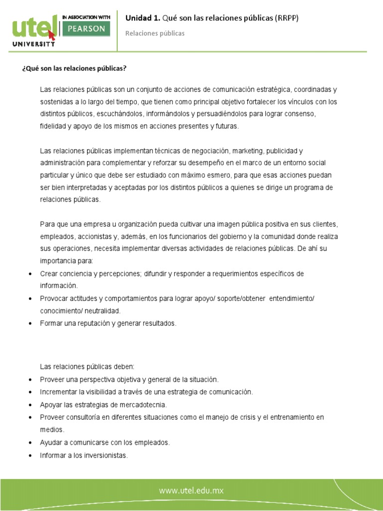 U1 - Que Son Las RRPP | PDF | Relaciones públicas | Marketing