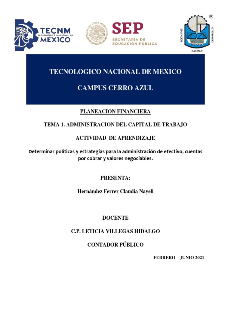 Actividad 3. T1. Planeacion Financiera - Claudia Nayeli Hernandez Ferrer | PDF | Empresas ...