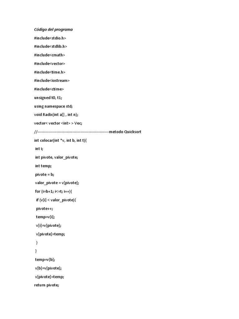 Código Del Programa | PDF | Algoritmos y Estructuras de Datos ...