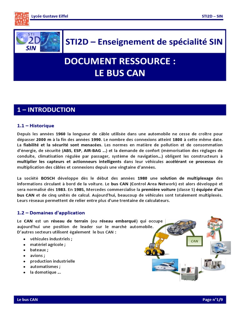 Bus CAN | PDF | Multiplexage | Réseaux