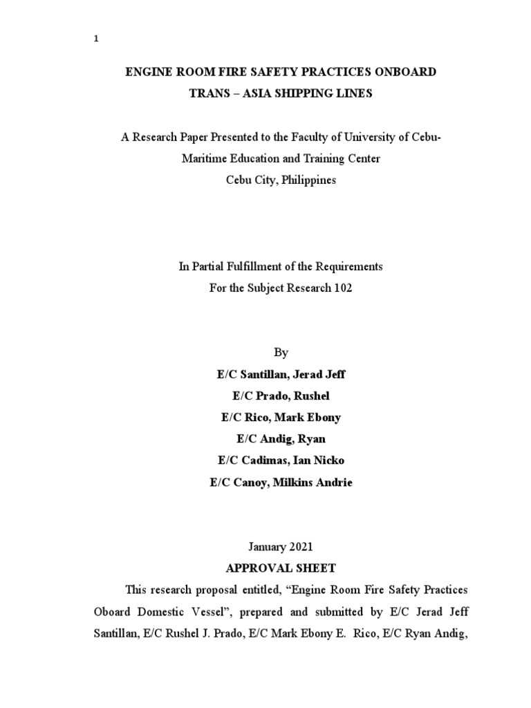 Engine Room Fire Safety Practices Onboard Trans Asia Shipping Lines ...