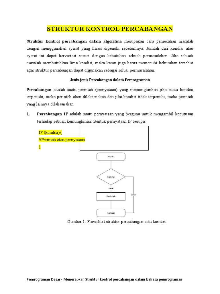 Percabangan Dalam Bahasa Pemrograman | PDF