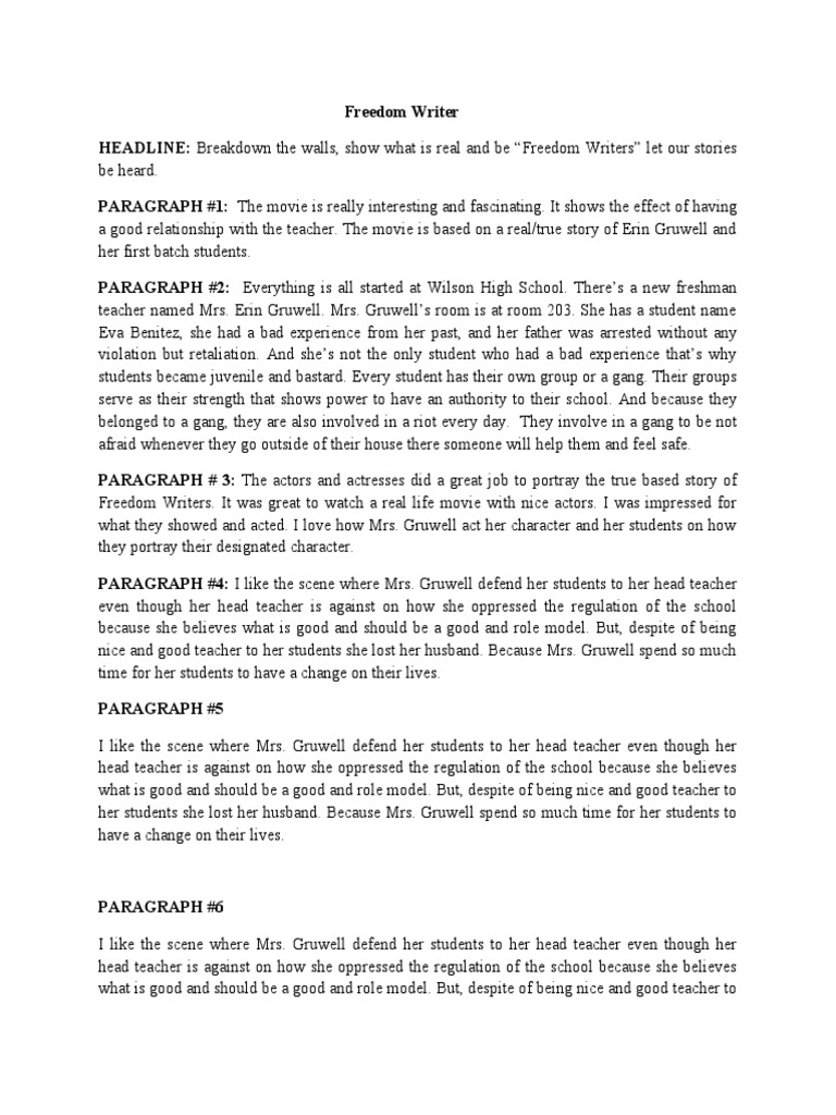 Freedom Writer (2007) | PDF