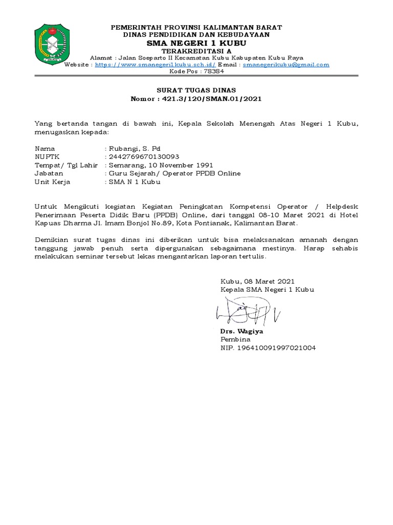 Surat Tugas PPDB | PDF