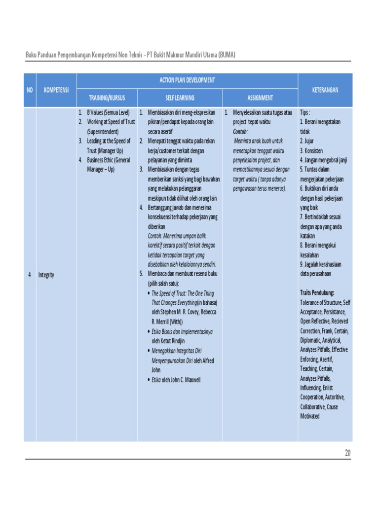 Rencana Aksi untuk Integritas Kerja | PDF