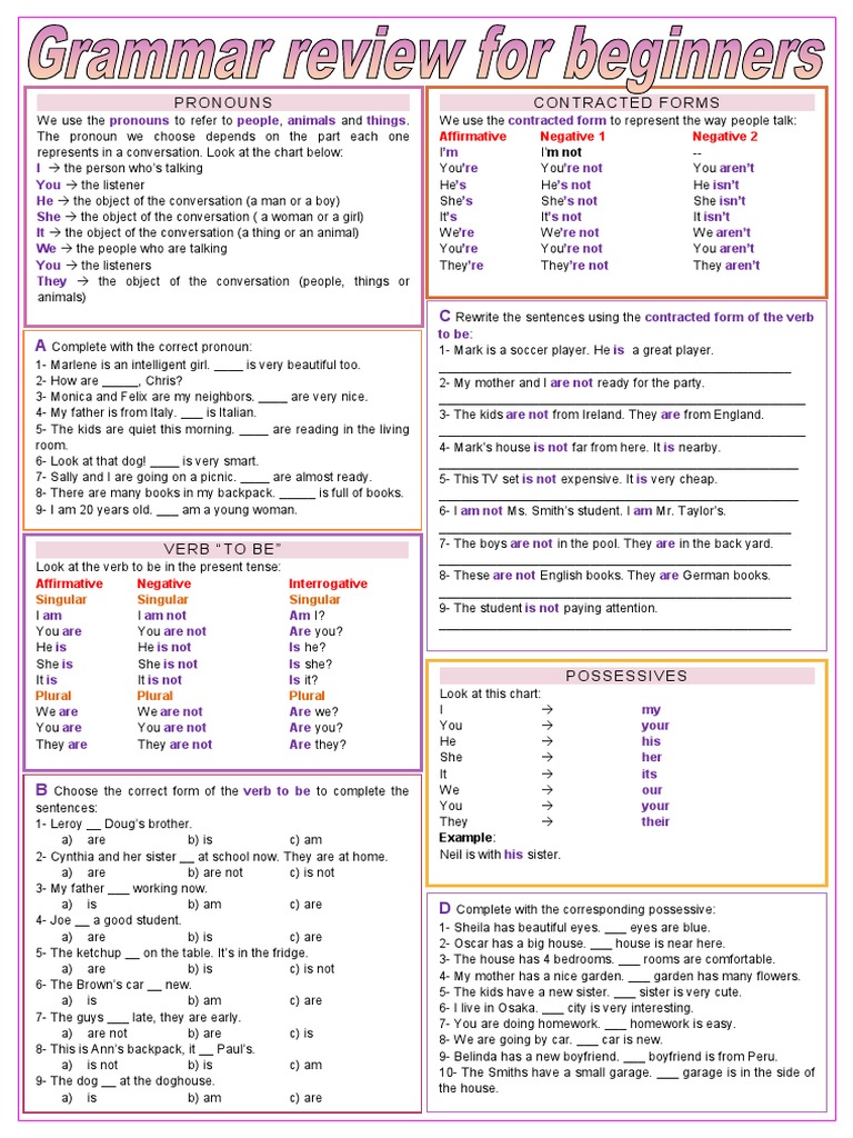GrammarReview - Begginers | PDF | Plural | Grammatical Number
