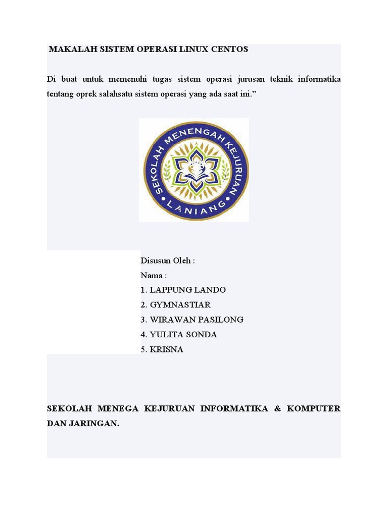 Makalah Sistem Operasi Linux Centos | PDF | Komputer