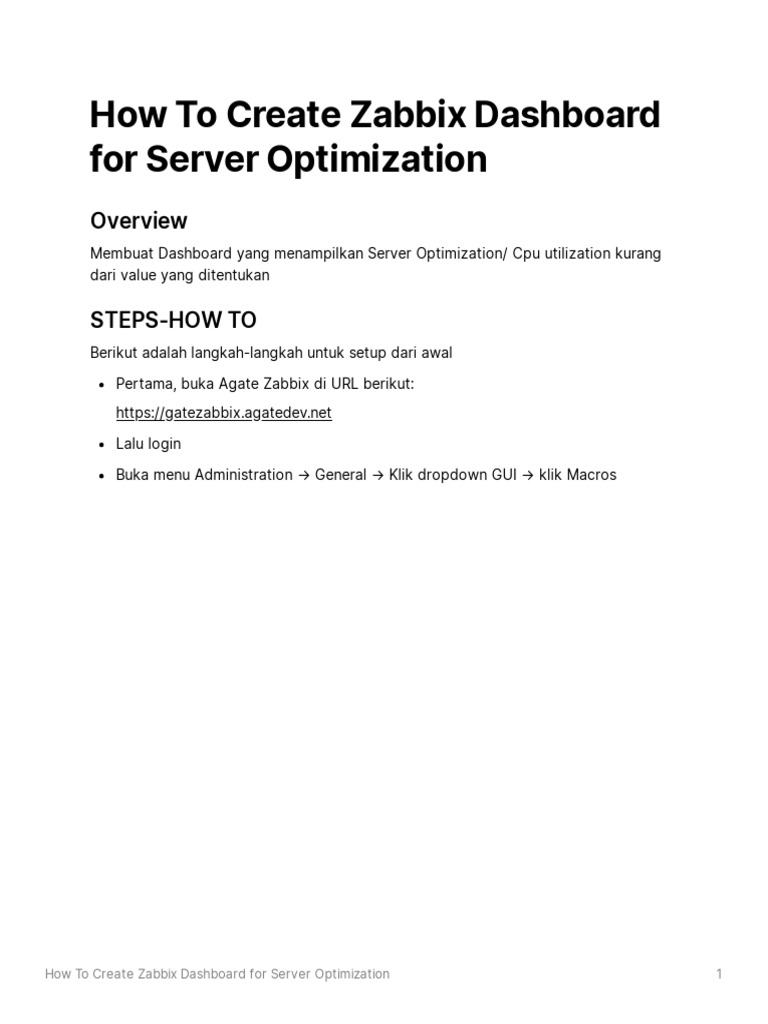 Zabbix Dashboard Setup for Server Optimization | PDF | Random Access ...