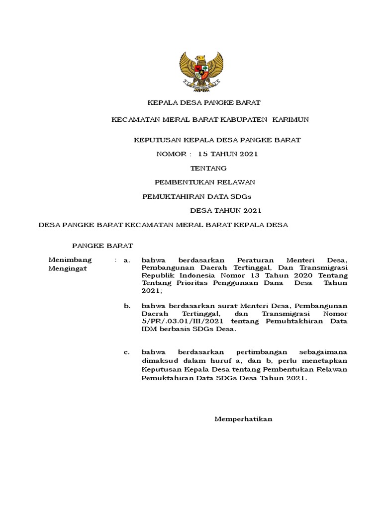 SK SDGS Pangke Barat | PDF