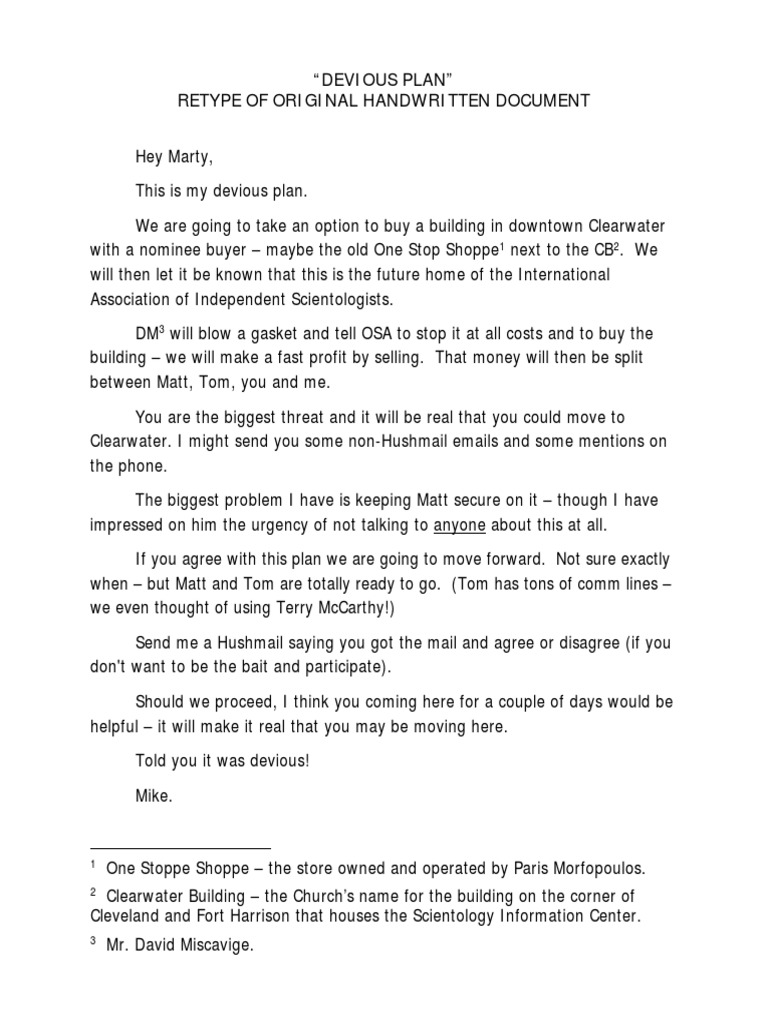 Mike Rinder's Devious Plan | PDF | Ufo Religions | New Religious Movements