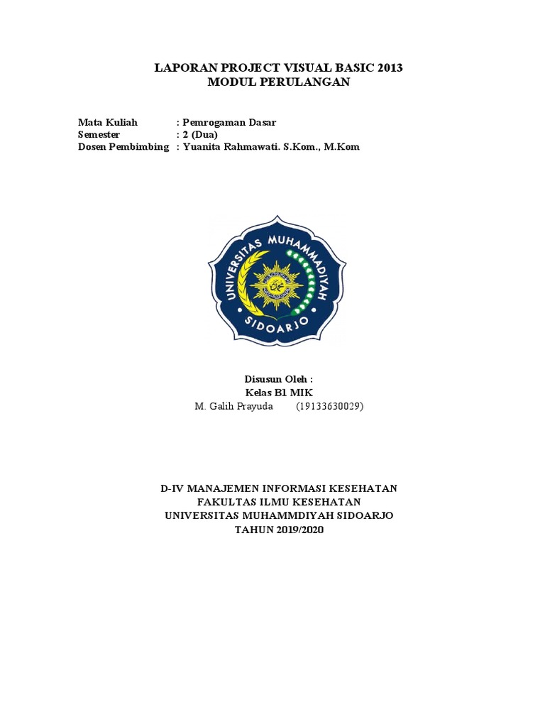 Laporan Project Visual Basic 2013 | PDF