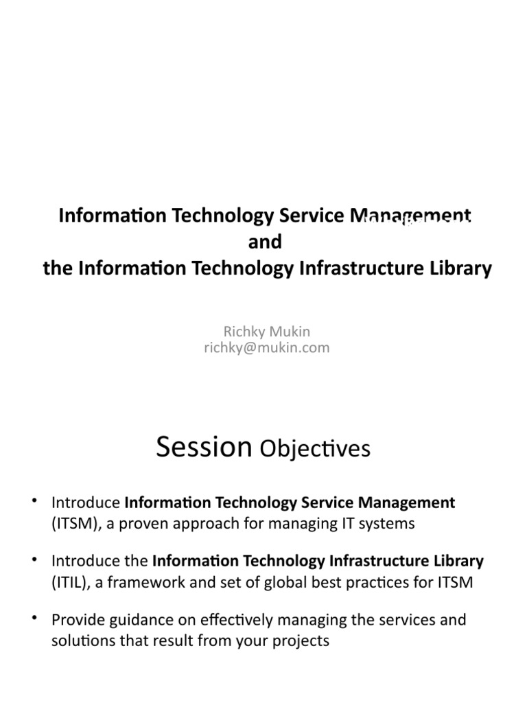 Information Technology Service Management and The Information ...