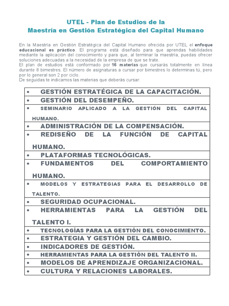 UTEL Malla Curricular MAESTRÍA | PDF