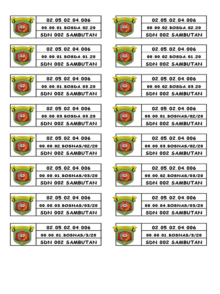 Contoh Label Inventaris Barang Kantor | PDF | Home & Garden ...