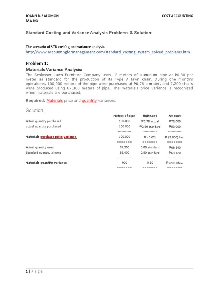 Cost Accounting Variance Guide | PDF | Cost Accounting | Management ...