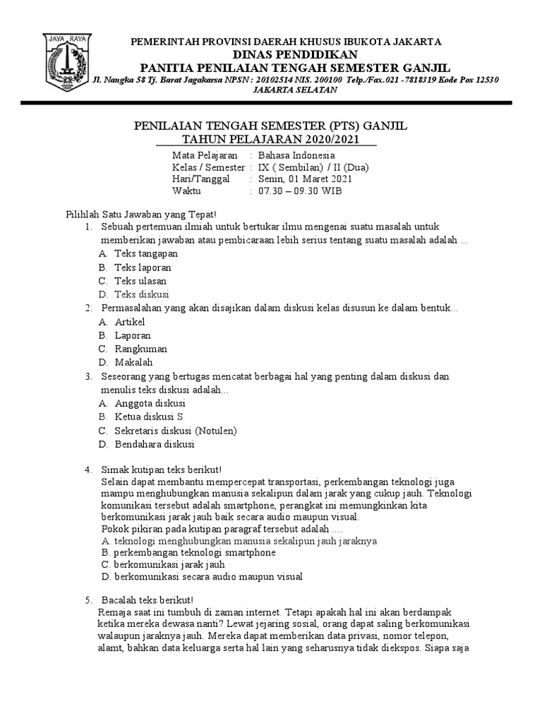 Soal Pas KLS Ix | PDF