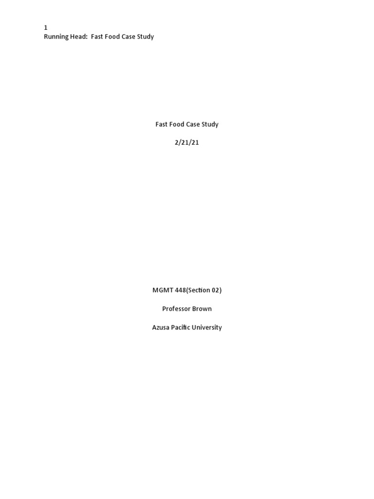 Fast Food Case Study | PDF | Business | Human Nature