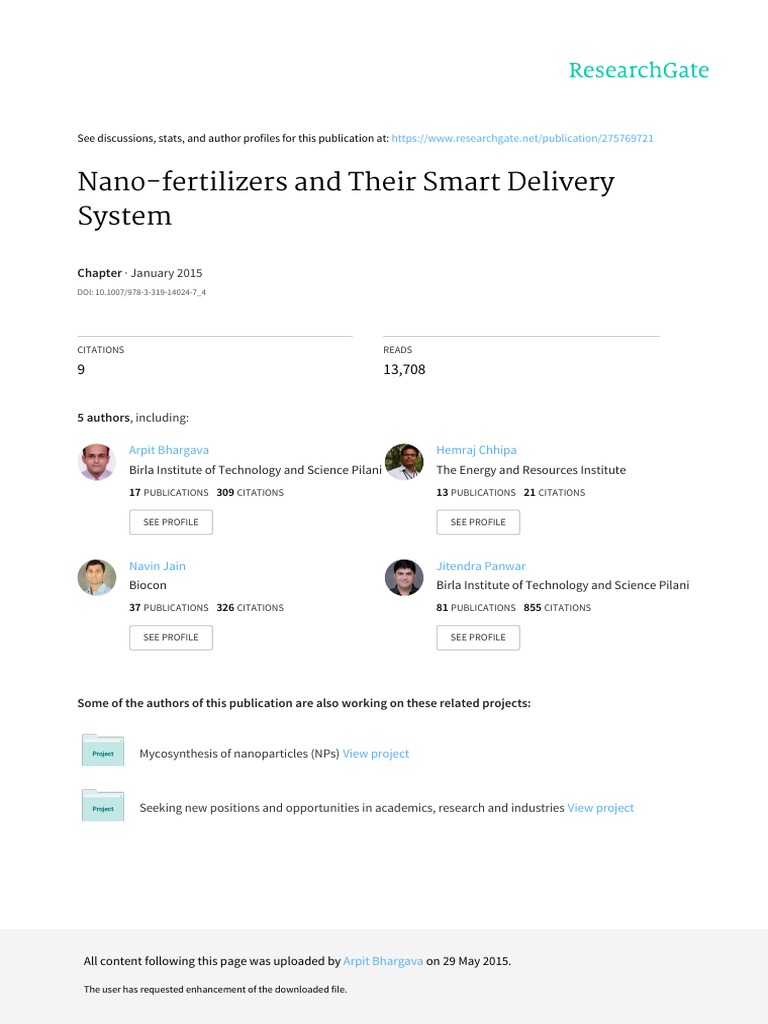 Nano Fertilizersandtheirsmartdeliverysystem | PDF | Fertilizer | Soil