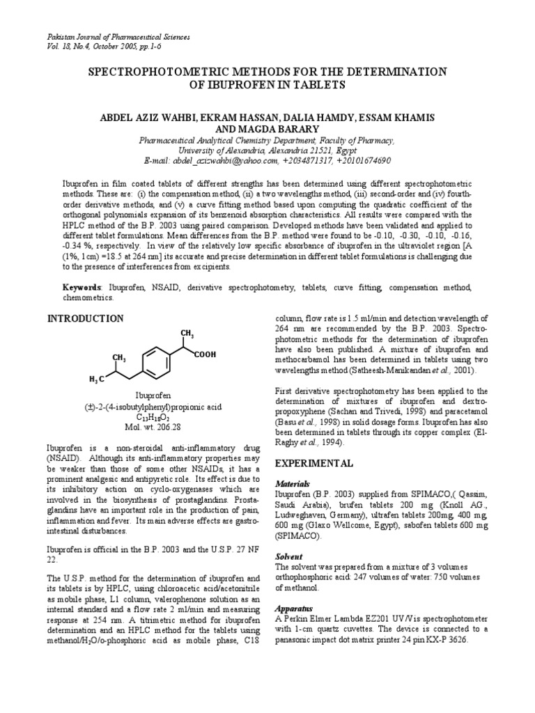 Spectrophotometric Methods For The Determination | PDF ...