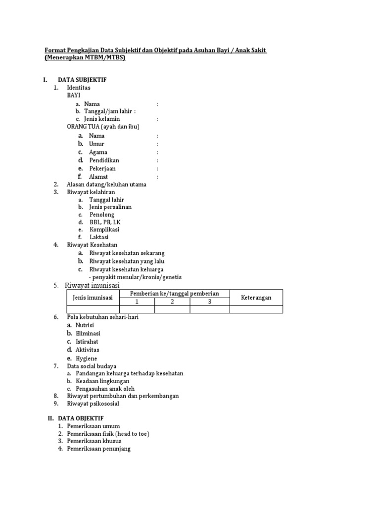 Form Askeb Bayi Sakit MTBS | PDF