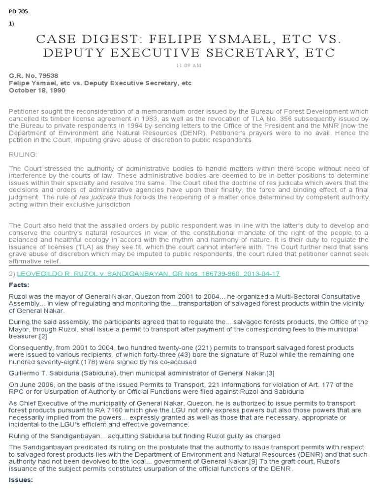 Case Digest: Felipe Ysmael, Etc vs. Deputy Executive Secretary, Etc | PDF | Injunction | Lawsuit