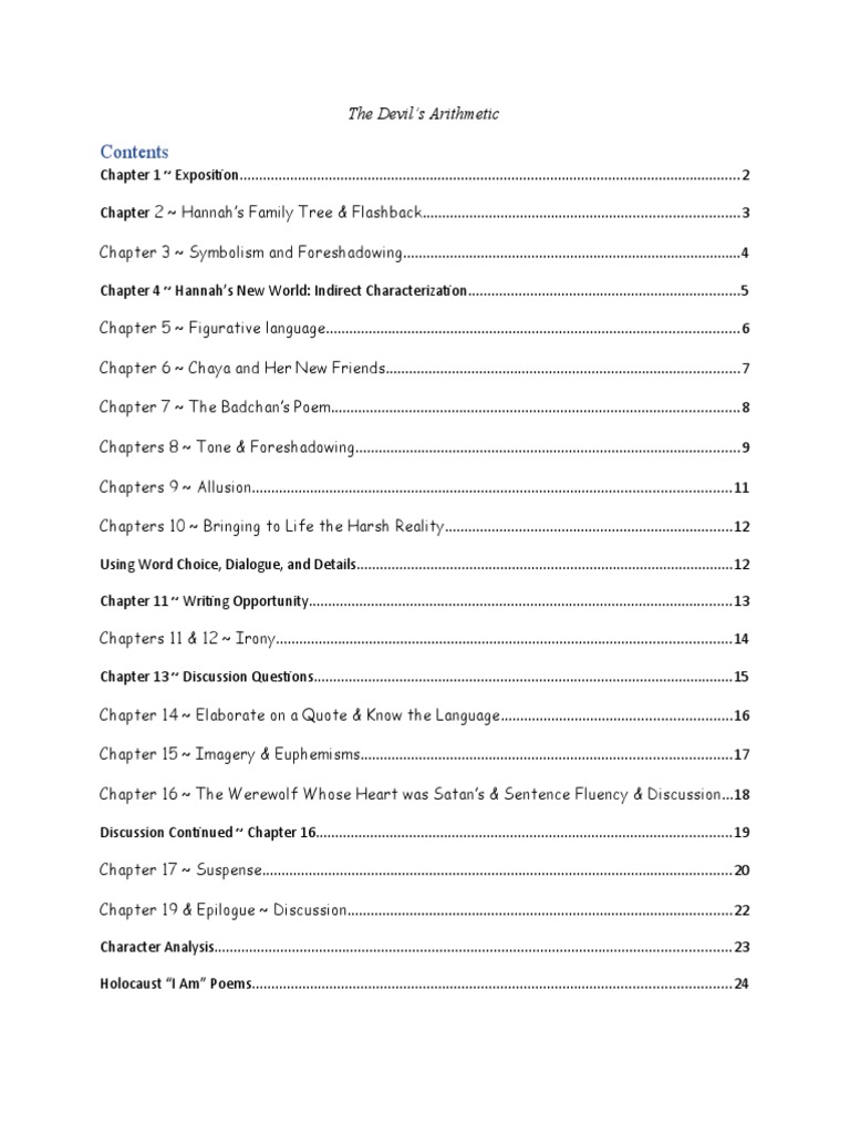 Student Packet The Devil's Arithmetic | PDF | Irony | Poetry