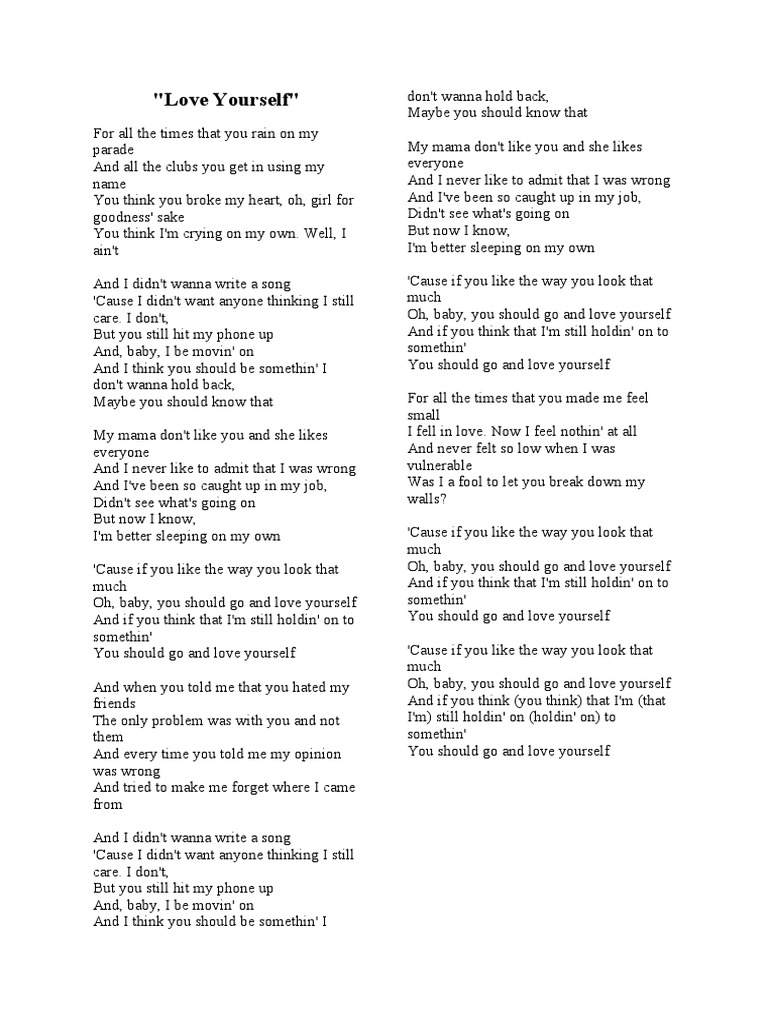 Love Yourself | PDF | Language Arts & Discipline | Self-Improvement