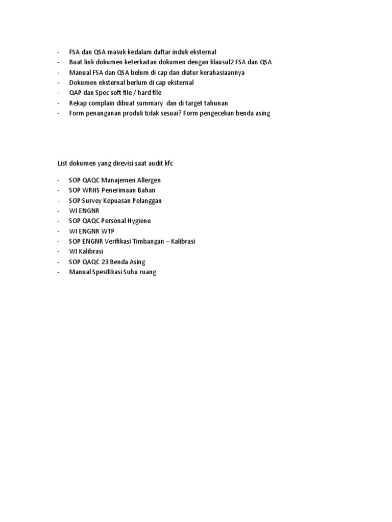 Note Audit KFC | PDF