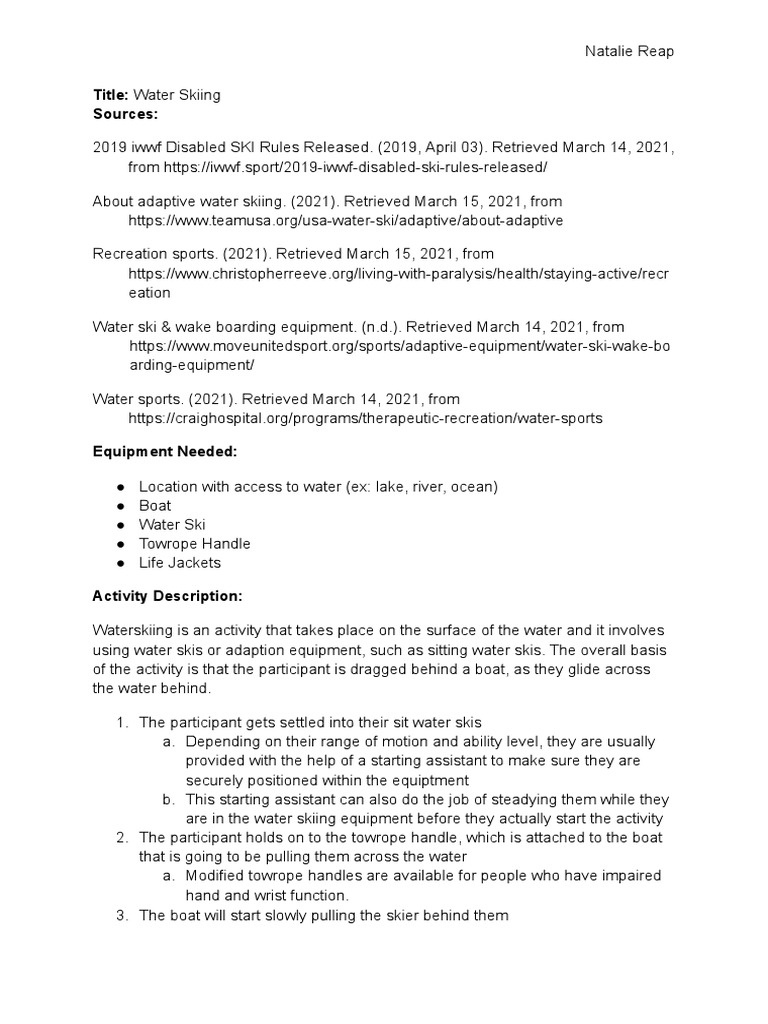 Water Skiing | PDF | Individual Sports | Sports