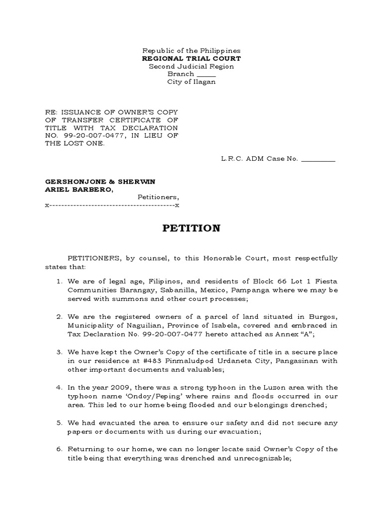 Petition: Regional Trial Court | PDF | Common Law | Judiciaries