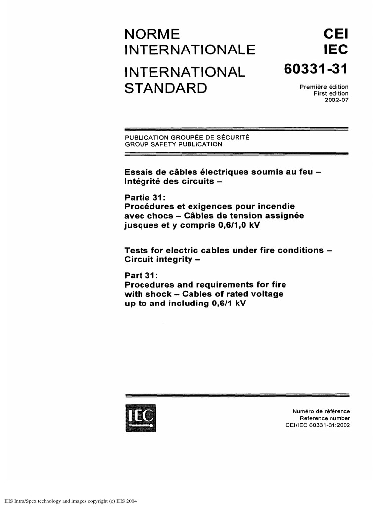 IEC 60331-31 Test On Electrical Cables Under Fire Condition | PDF
