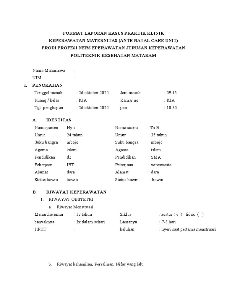 Laporan Kasus Keperawatan Maternitas | PDF