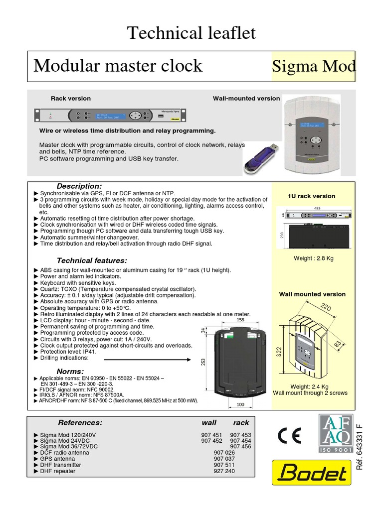 Sigma Mod Modular Master Clock Overview | PDF | Clock | Relay