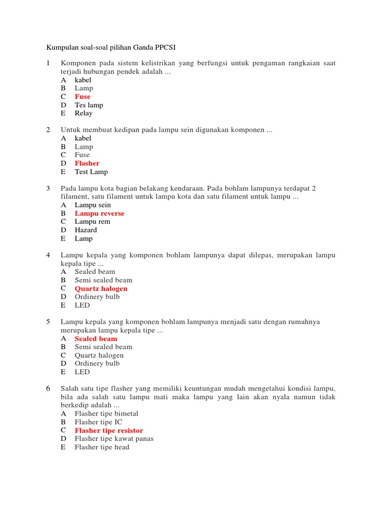 Kumpulan Soal-Soal Pilihan Ganda PPCSI | PDF
