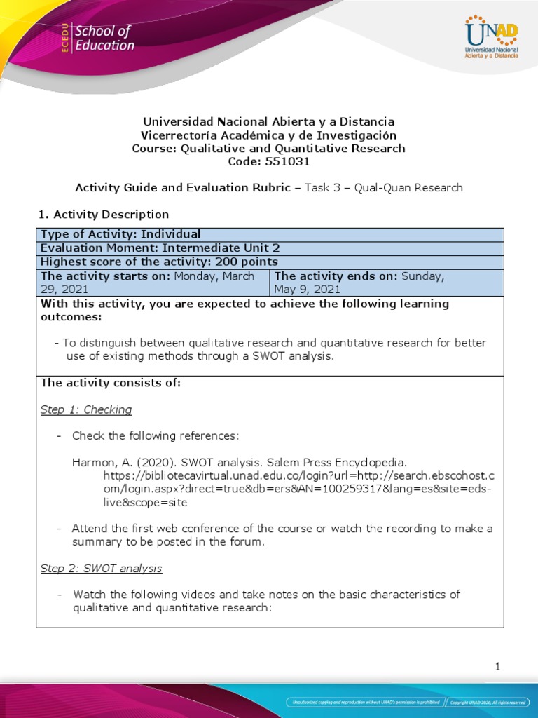 Activity Guide and Evaluation Rubric - Task 3 - Qual-Quan Research ...