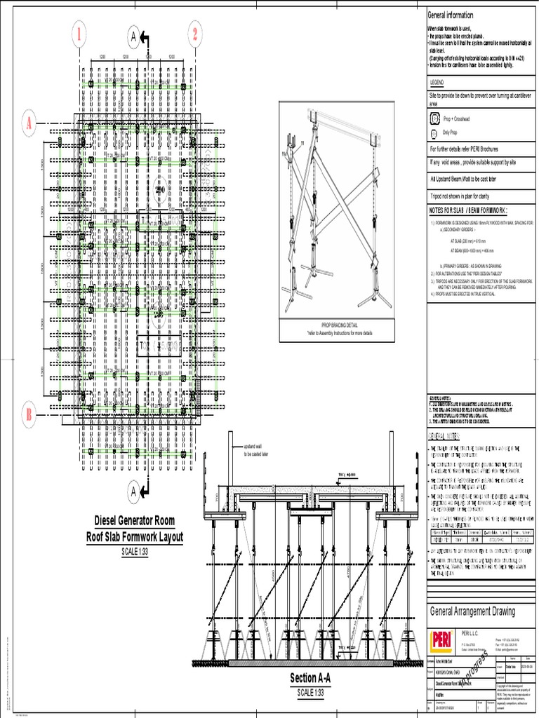 Diesel Generator Room Roof Slab Formwork Layout: General Arrangement ...