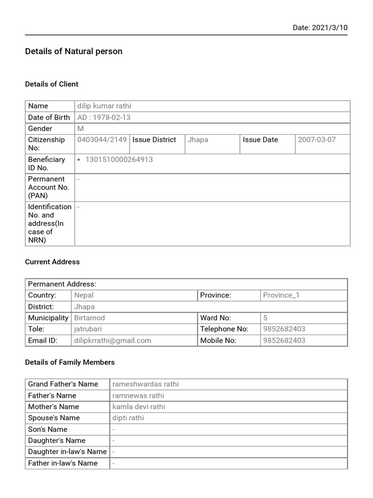 Birtamod Ward 5 Client Details | PDF | Business