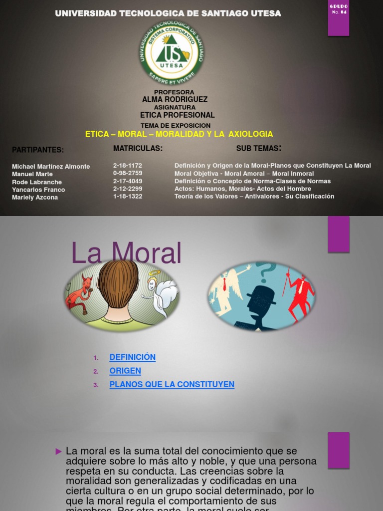 D Etica - Moral - Moralidad y La Axiologia | PDF | Moralidad | Comportamiento